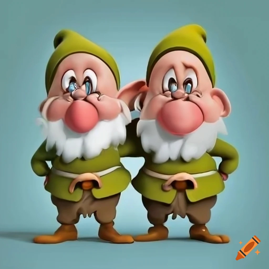 Cartoon image of two scared dwarfs on Craiyon