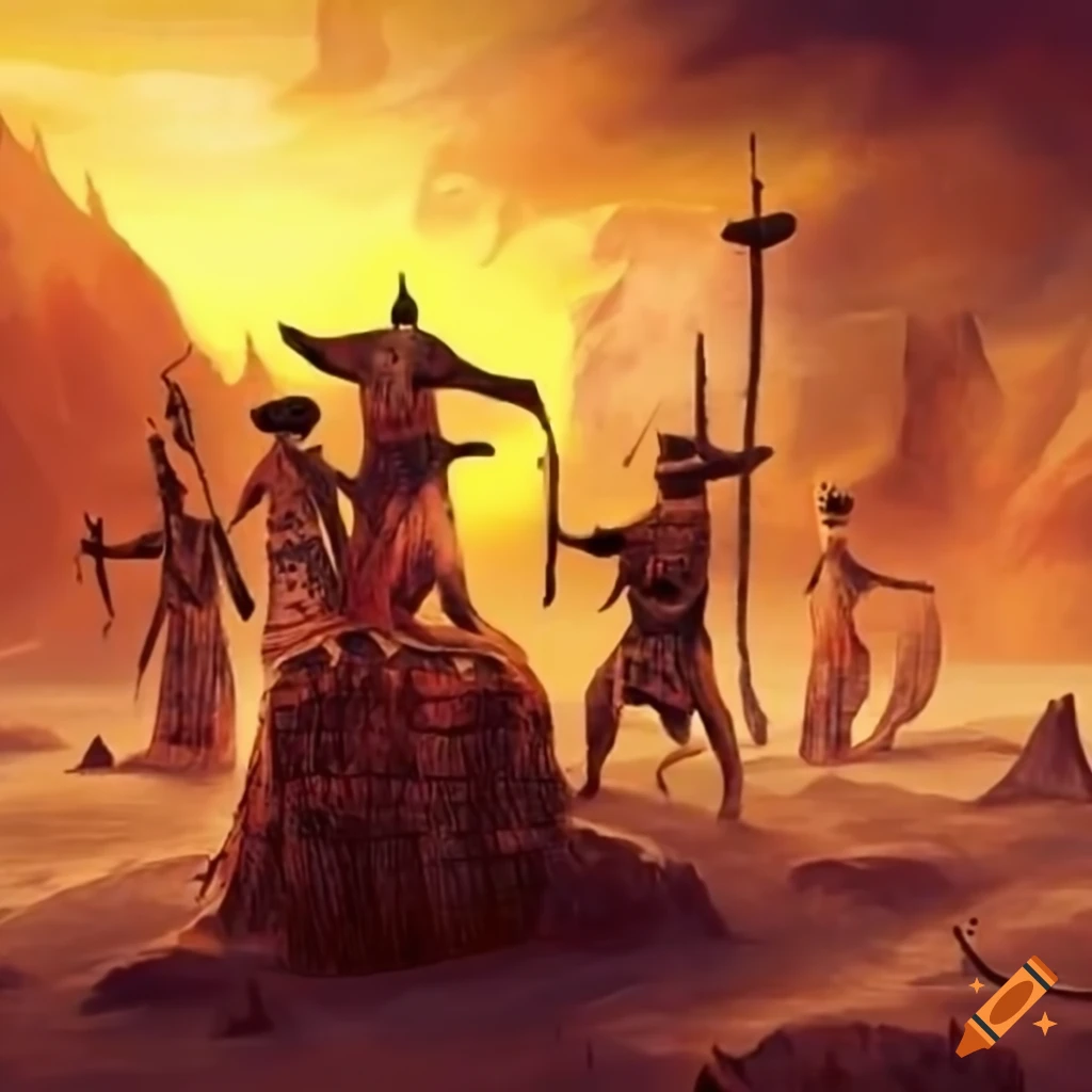 Image depicting a primitive civilization on Craiyon