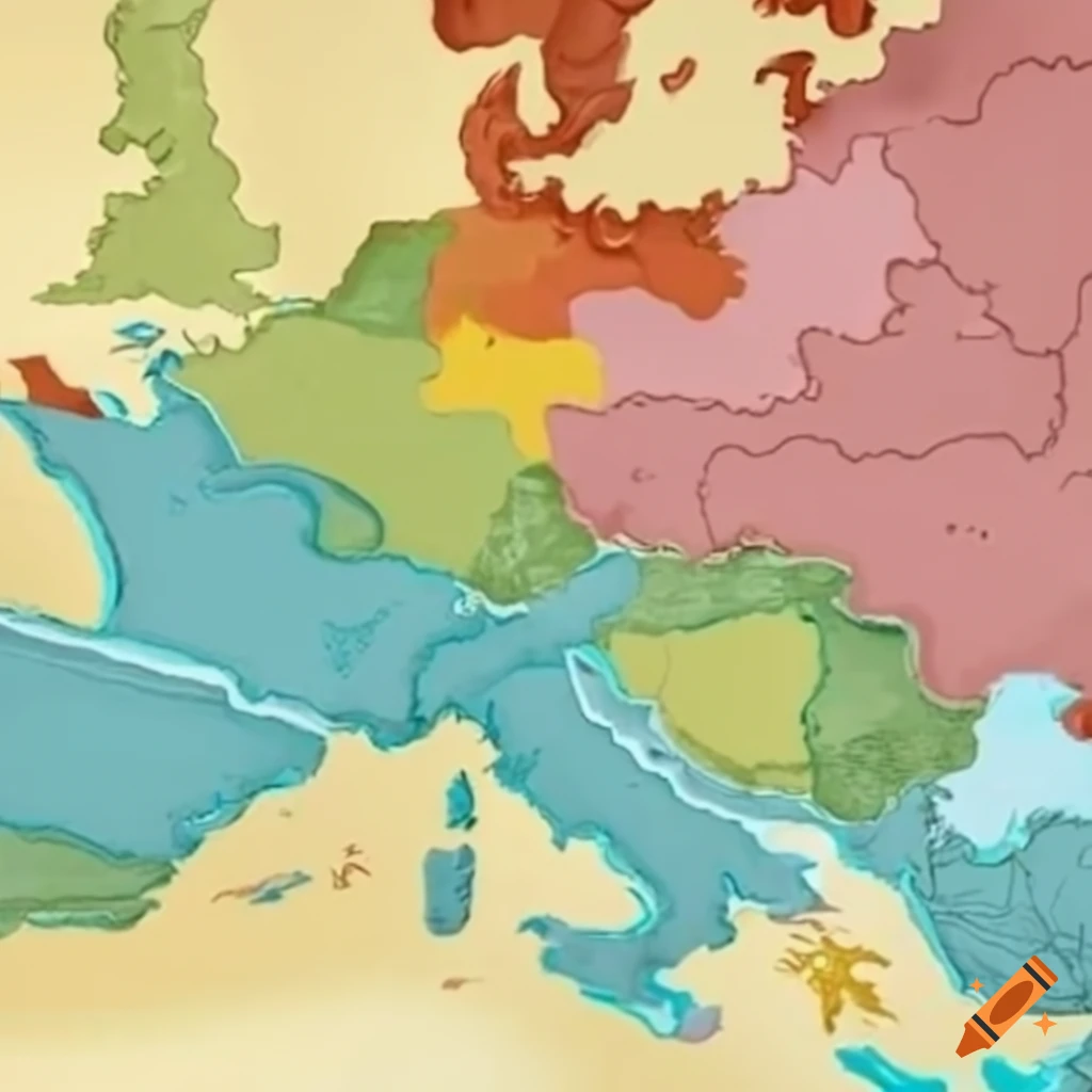 Detailed map of alternate europe on Craiyon