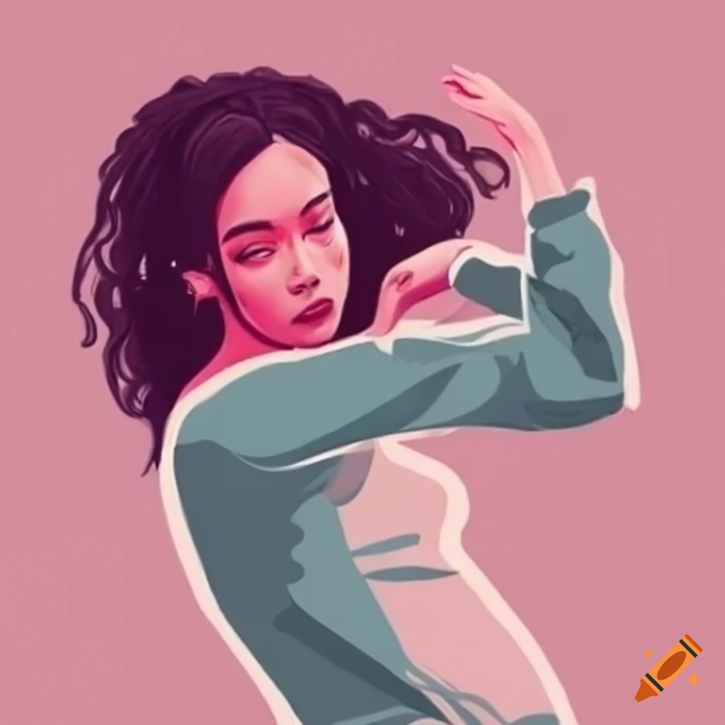 Sketch of a female dancing in a unique pose