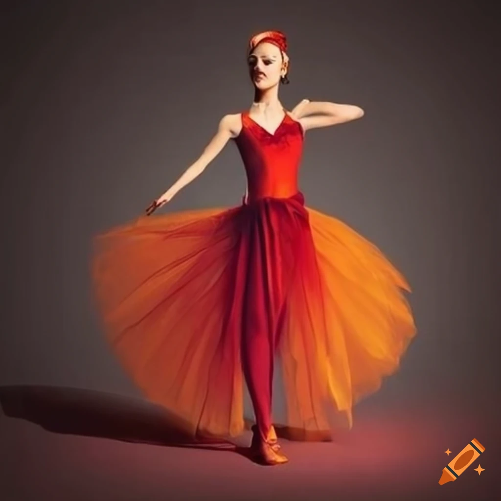 Orange and red ballerina costume and robe on Craiyon