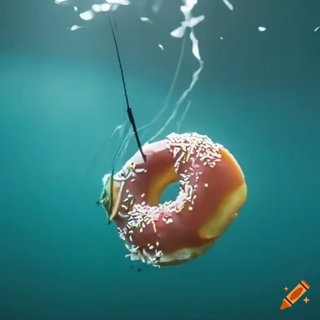 Funny donut fishing in the ocean on Craiyon