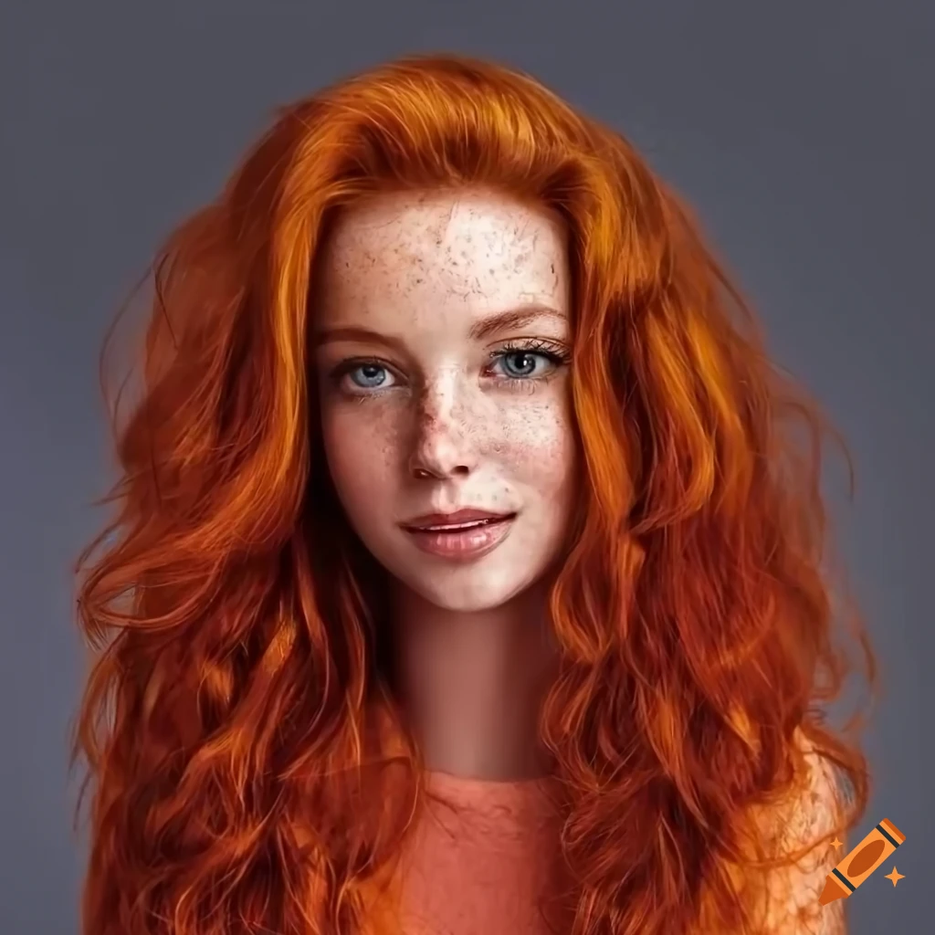 Portrait Of A Smiling Woman With Red Hair And Freckles On Craiyon