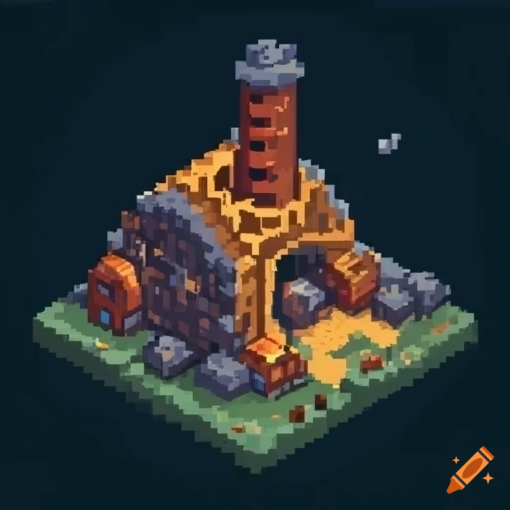 Pixelart of a stone mine factory