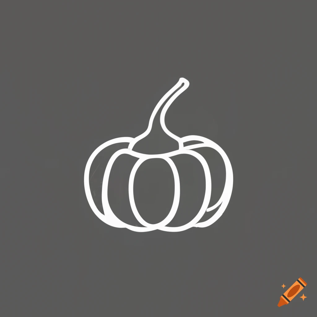 Minimalistic black and white glyph of a pumpkin on Craiyon