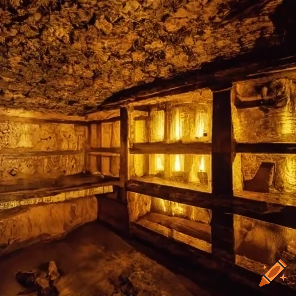 Mayan temple treasure room with golden artifacts on Craiyon