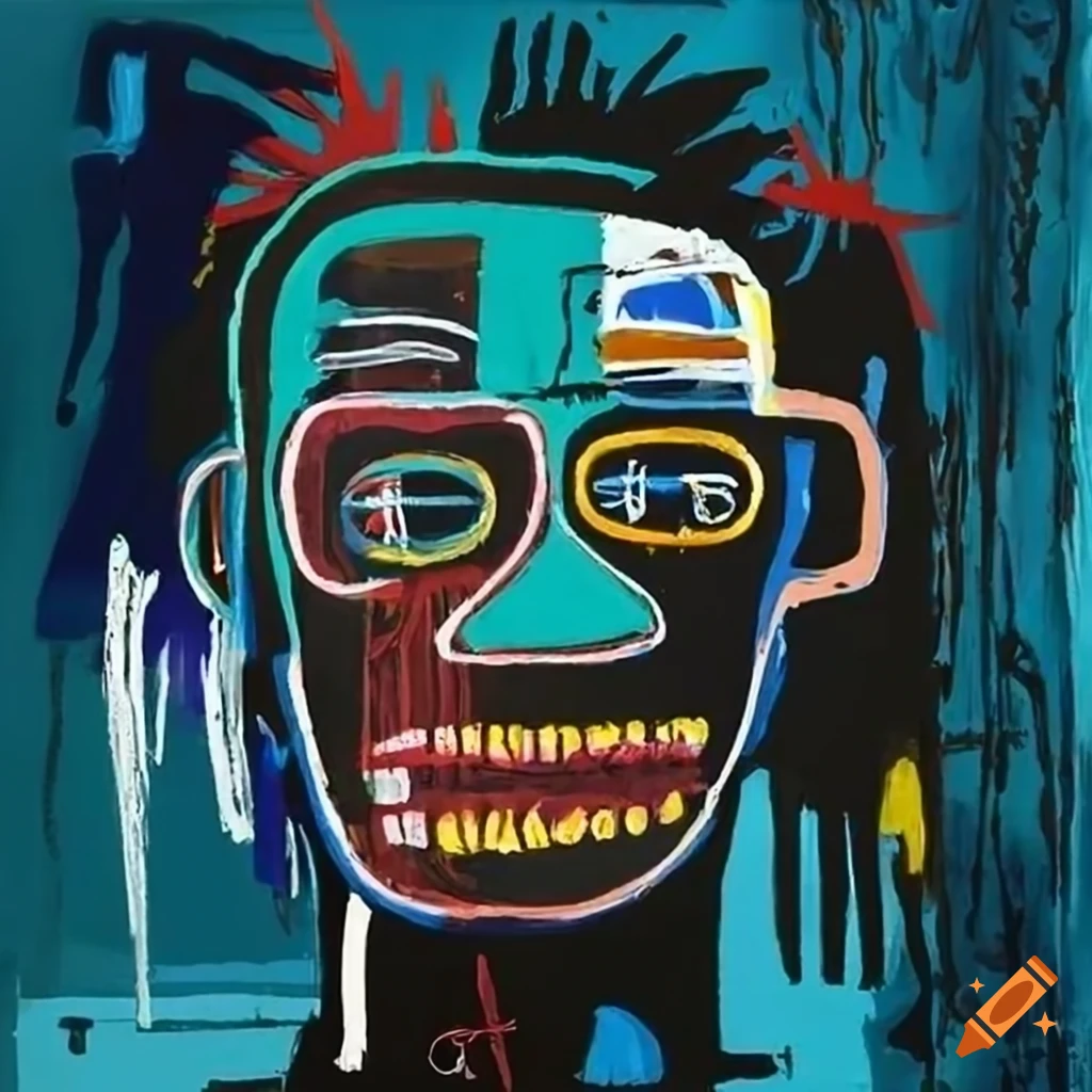 Colorful artwork of marine life inspired by jean-michel basquiat on Craiyon