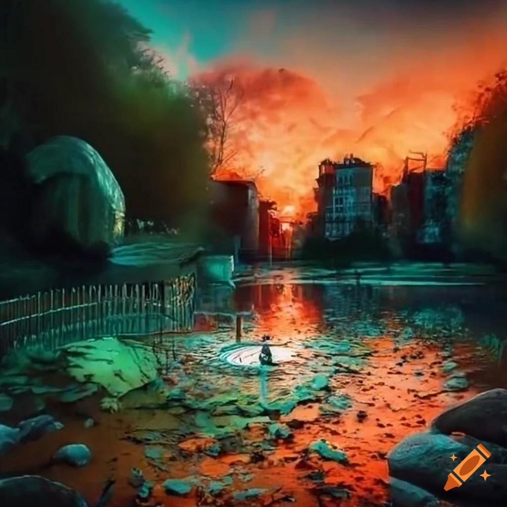 Surrealist urban cityscape with magical elements on Craiyon