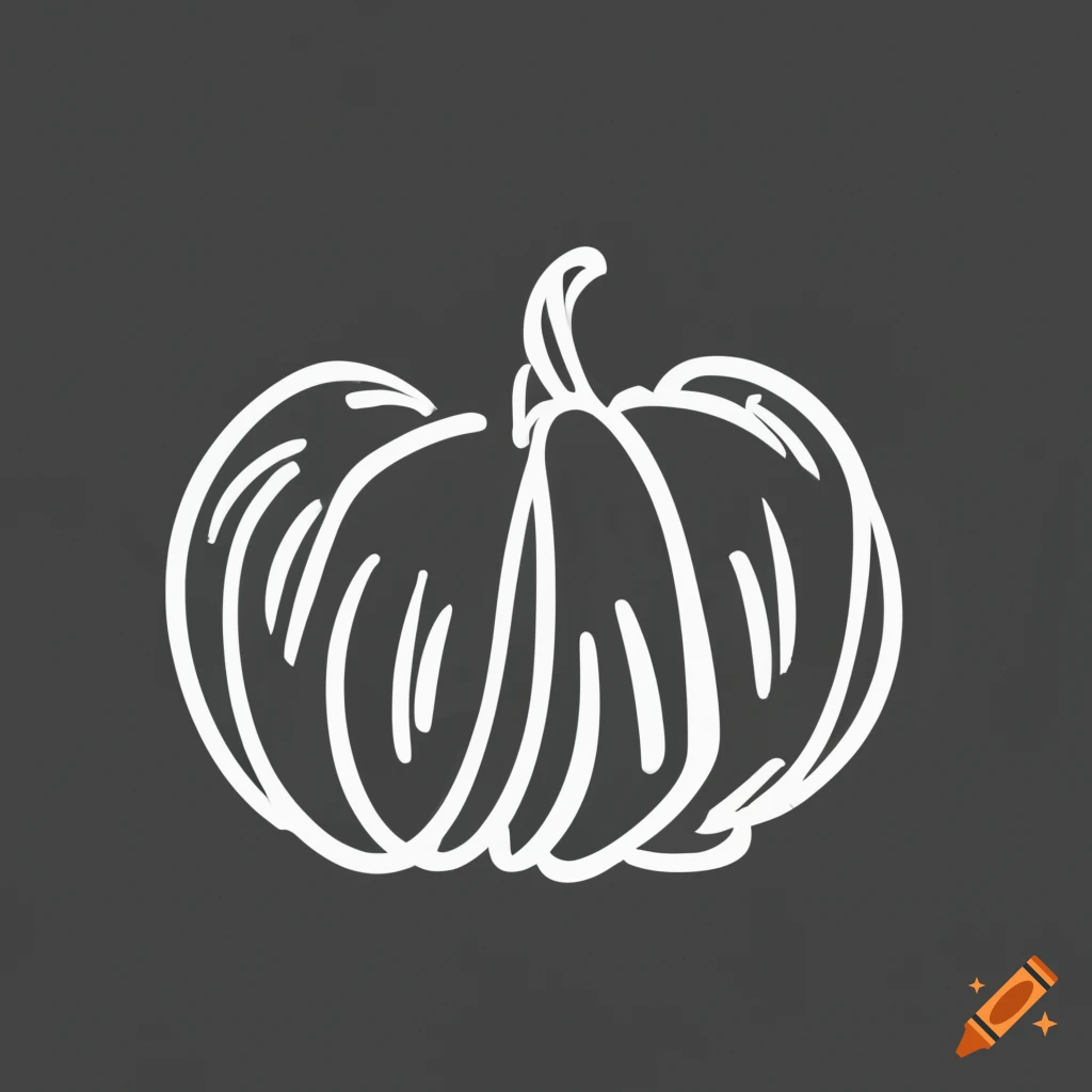 Minimalistic black and white glyph of a pumpkin on Craiyon