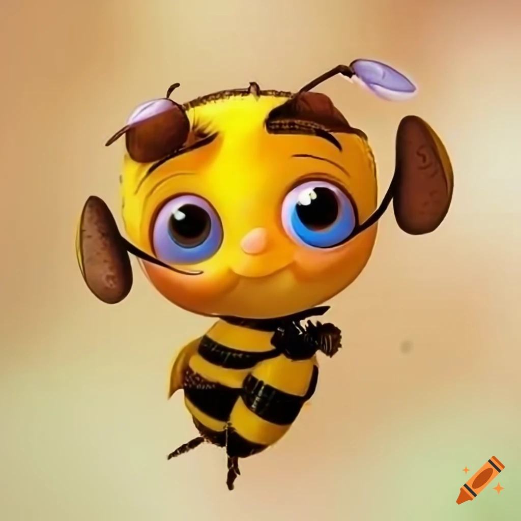 Cupid in bee costume with the caption "bee mine" on Craiyon