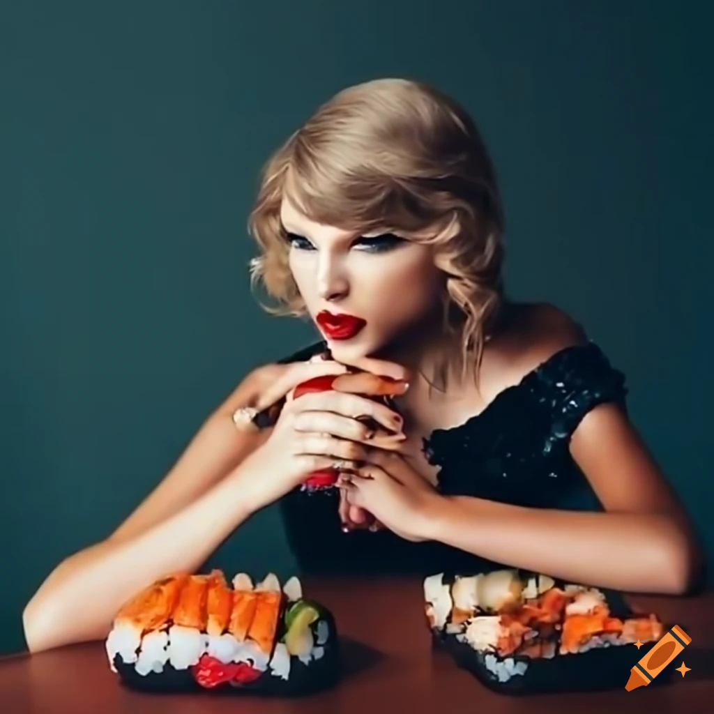 Taylor swift eating sushi