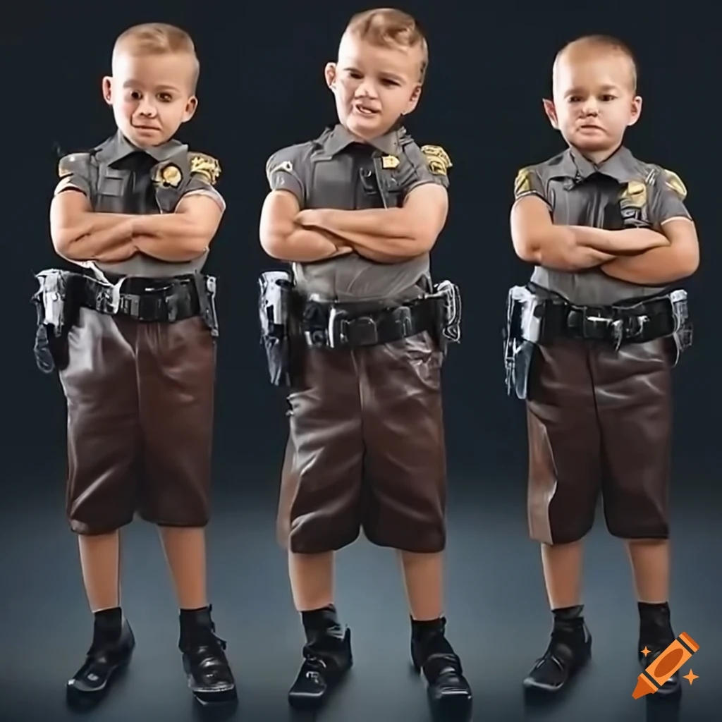 Close-up of three boys in California Highway Patrol uniform on Craiyon