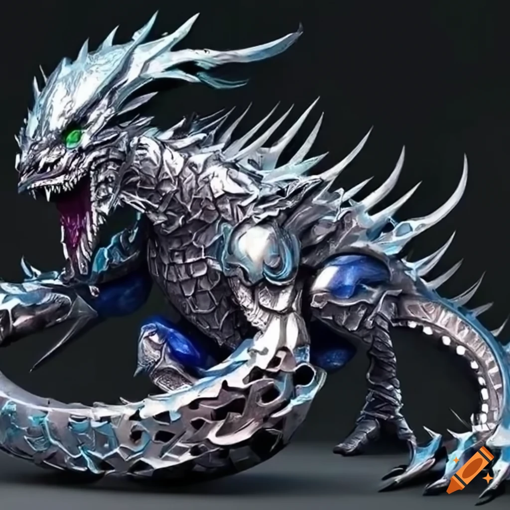 Unique artwork of a metallic dragon transforming into a recycled ...