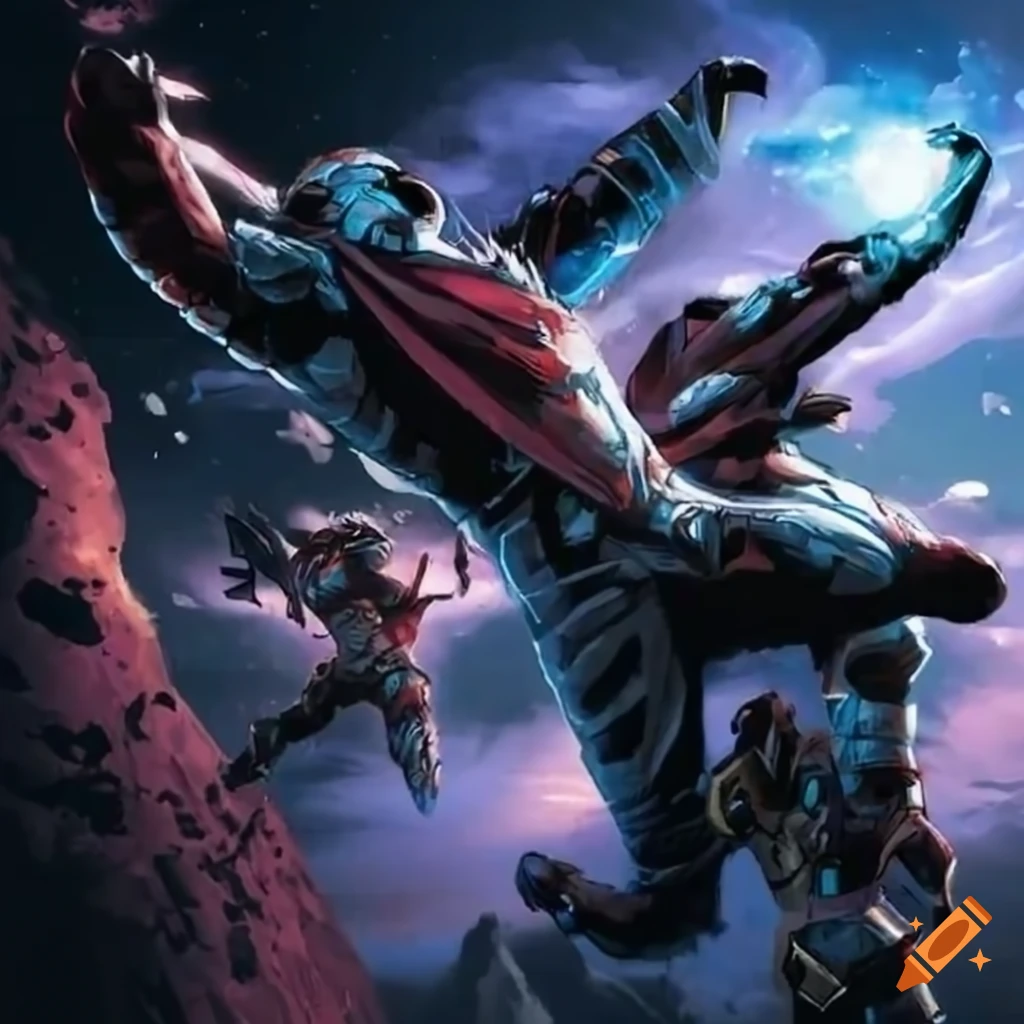 Image of a epic battle between galactic warriors