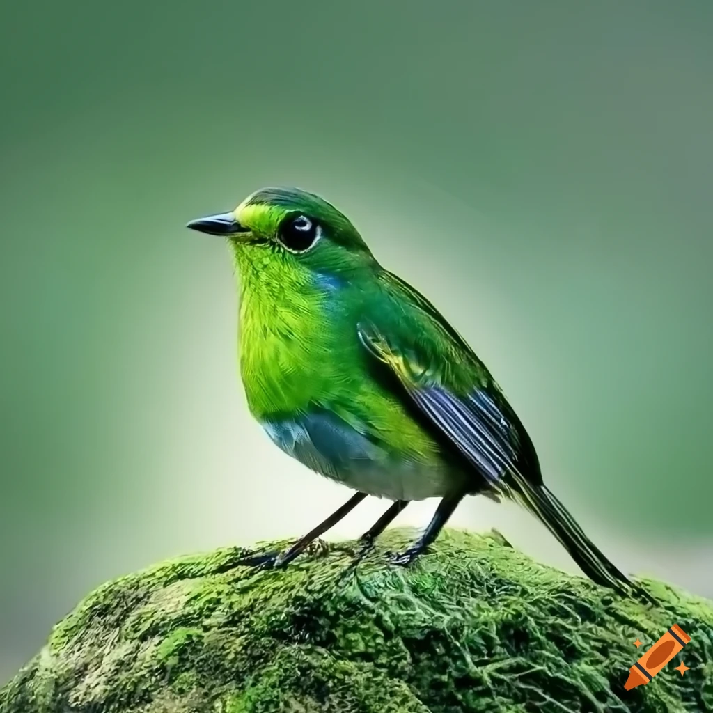 Vibrant green robin bird on Craiyon