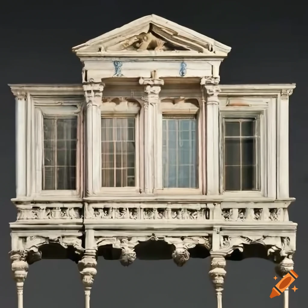 Antique neoclassical palace window with stucco ornaments on Craiyon