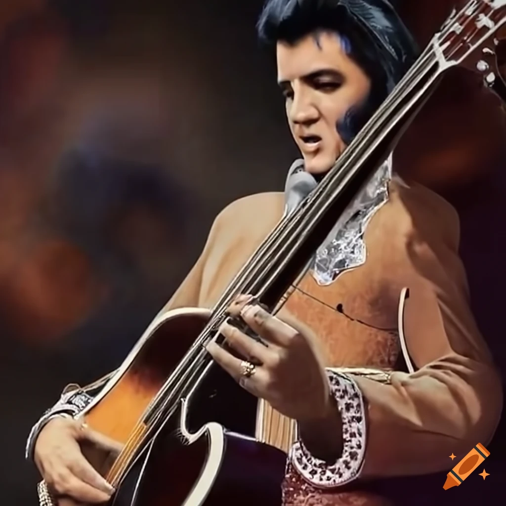 Elvis playing an acoustic bass