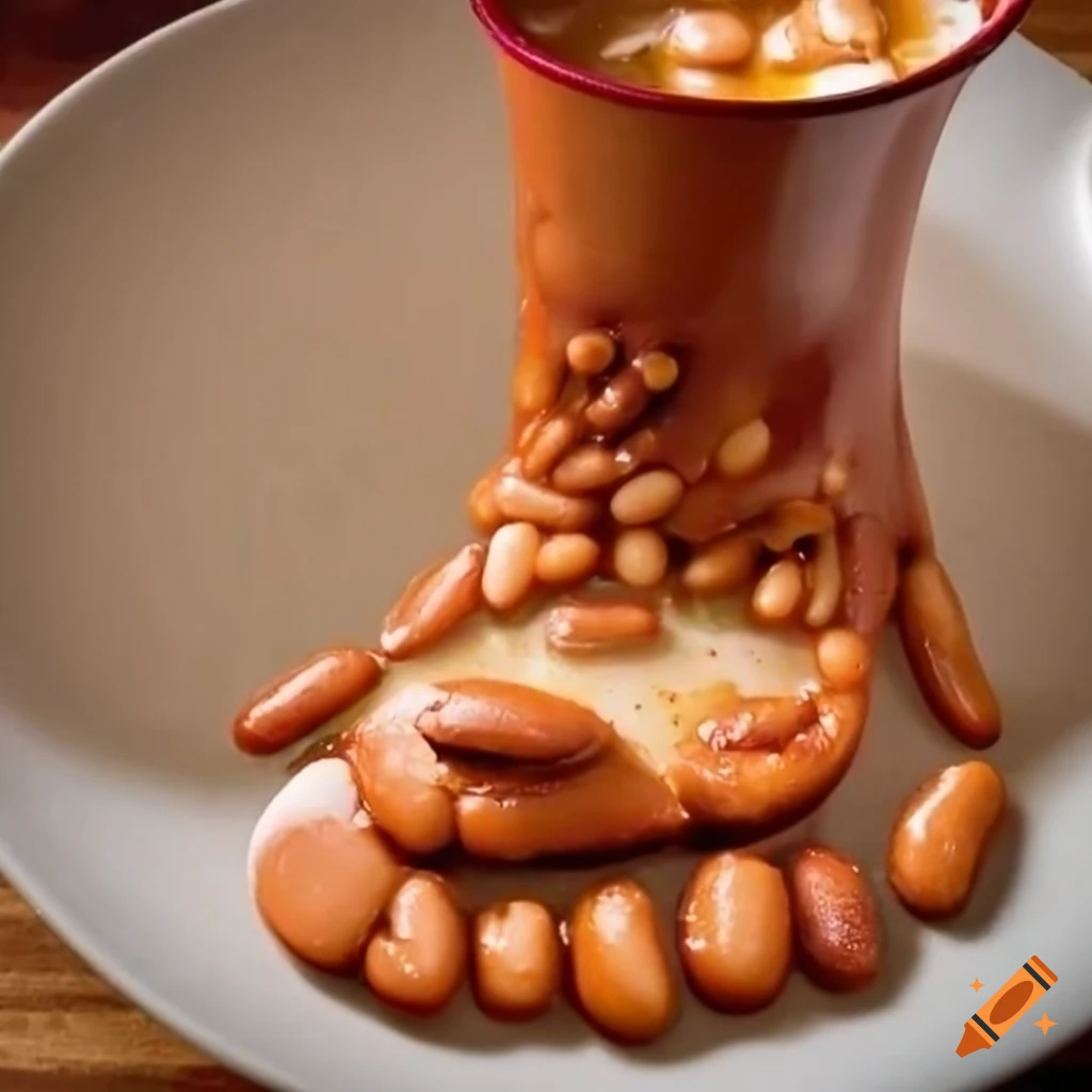 Unique sculpture made of baked beans on Craiyon