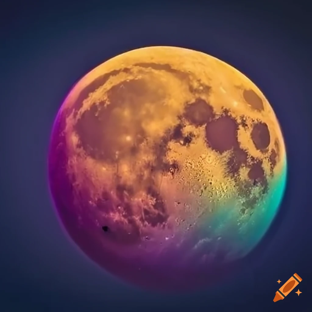 Colorful moon illustration on Craiyon