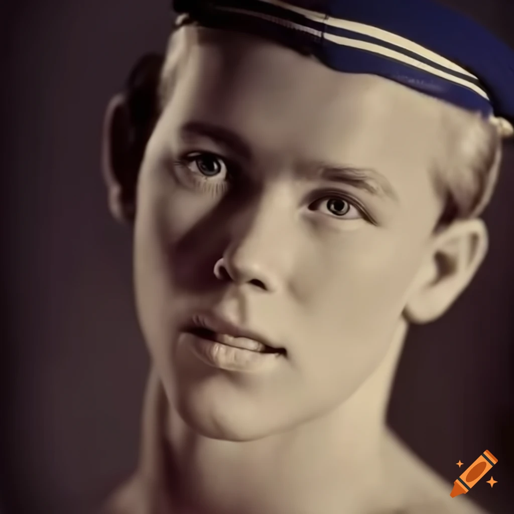1950s photorealistic image of a muscular young sailor