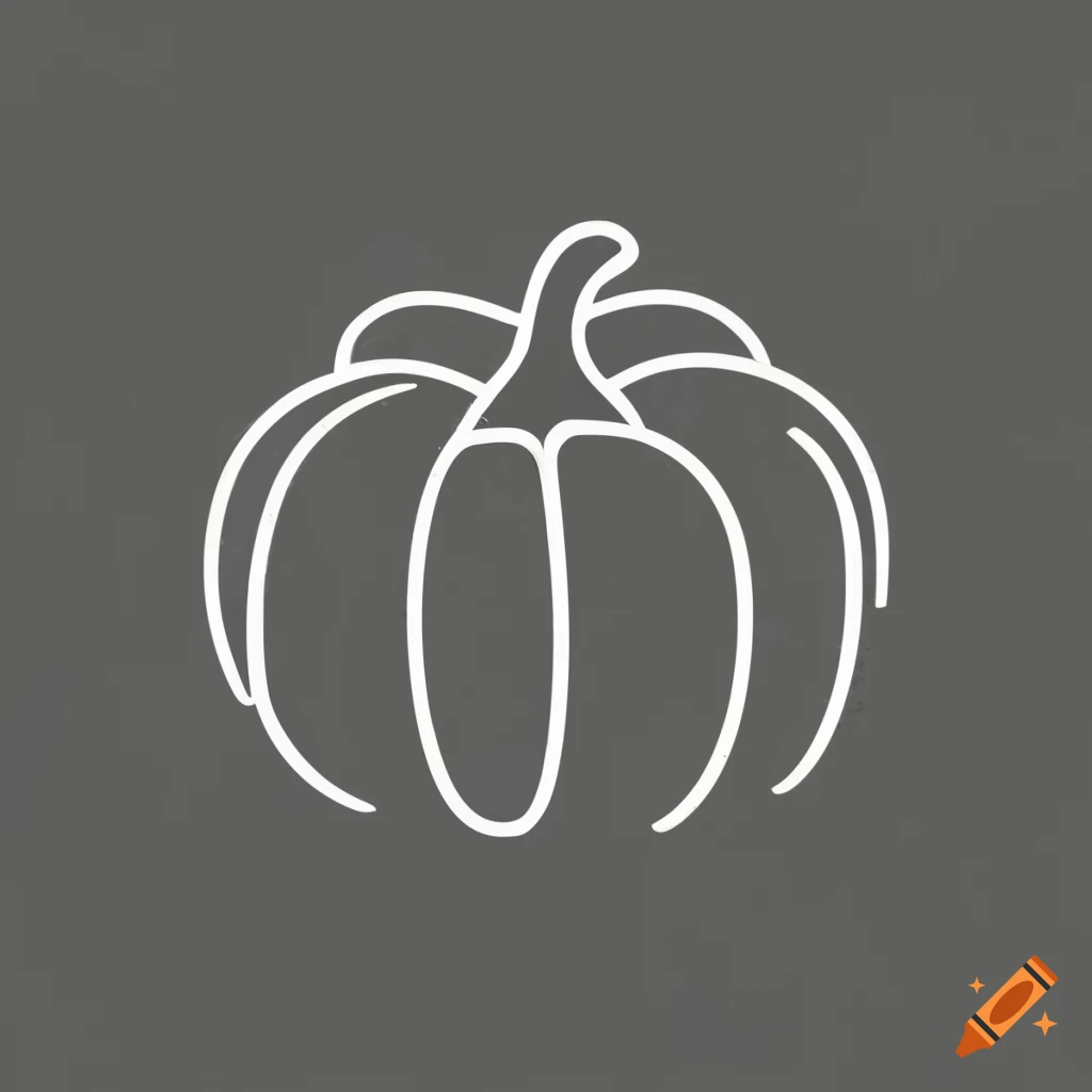 Minimalistic black and white glyph of a pumpkin on Craiyon