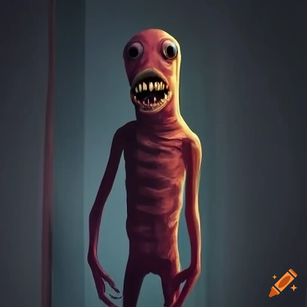 Image of a creepy monster lurking in a doorway on Craiyon