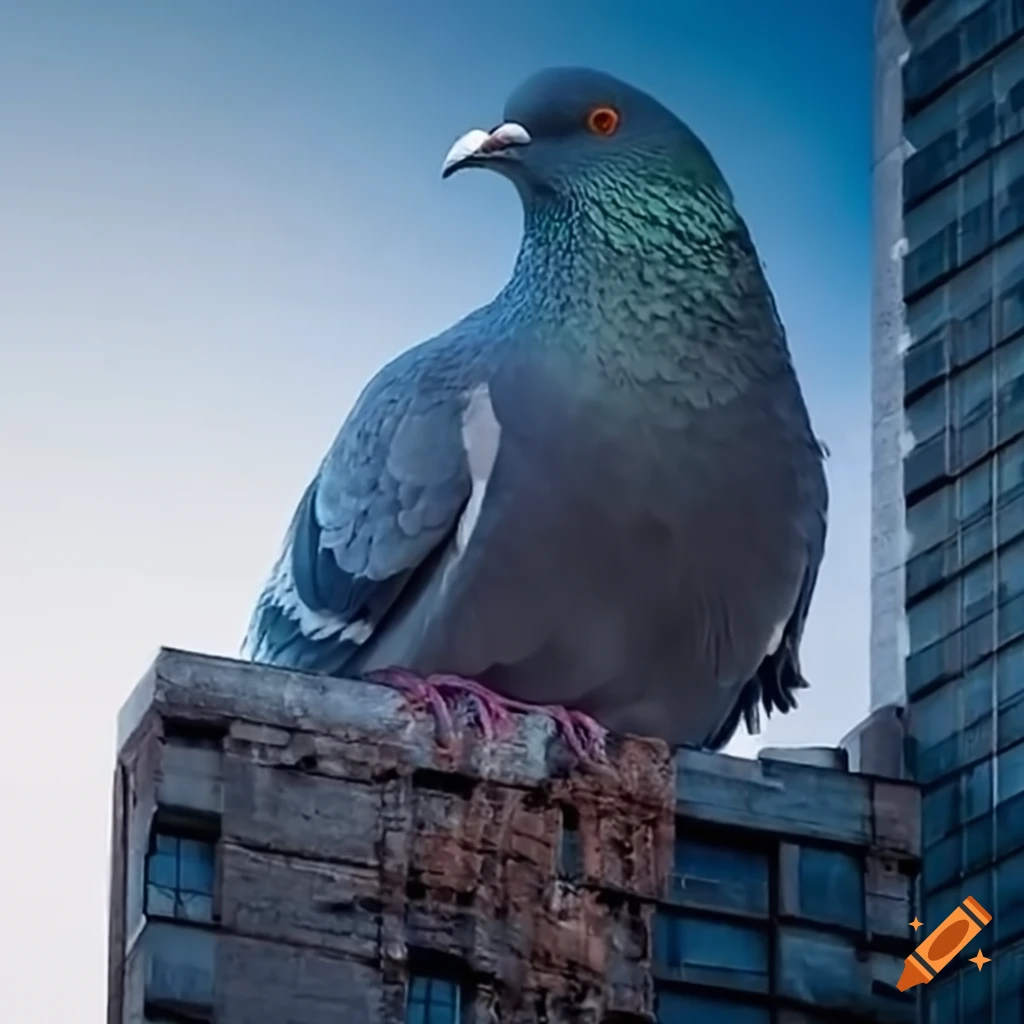 Giant pigeon on a building