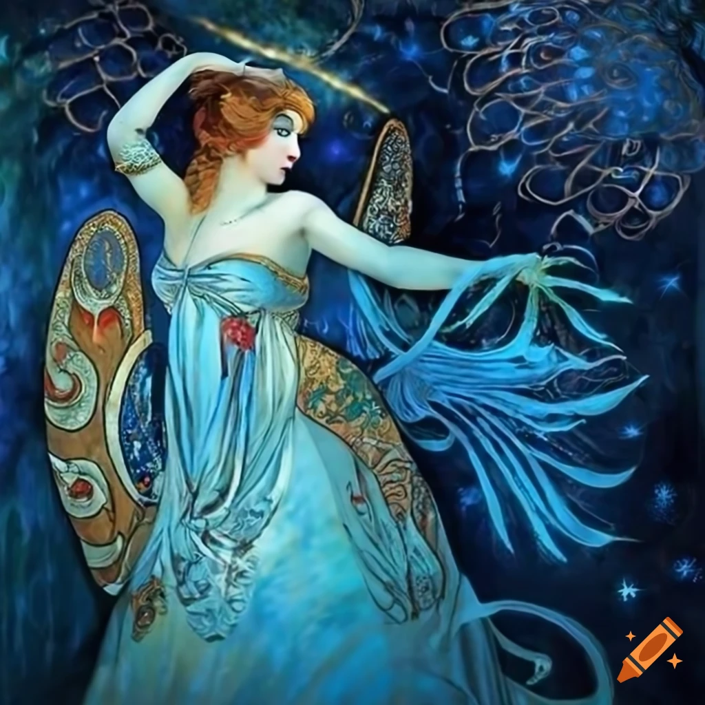 Impressionist painting of an angel reaching out for a flying bird on ...