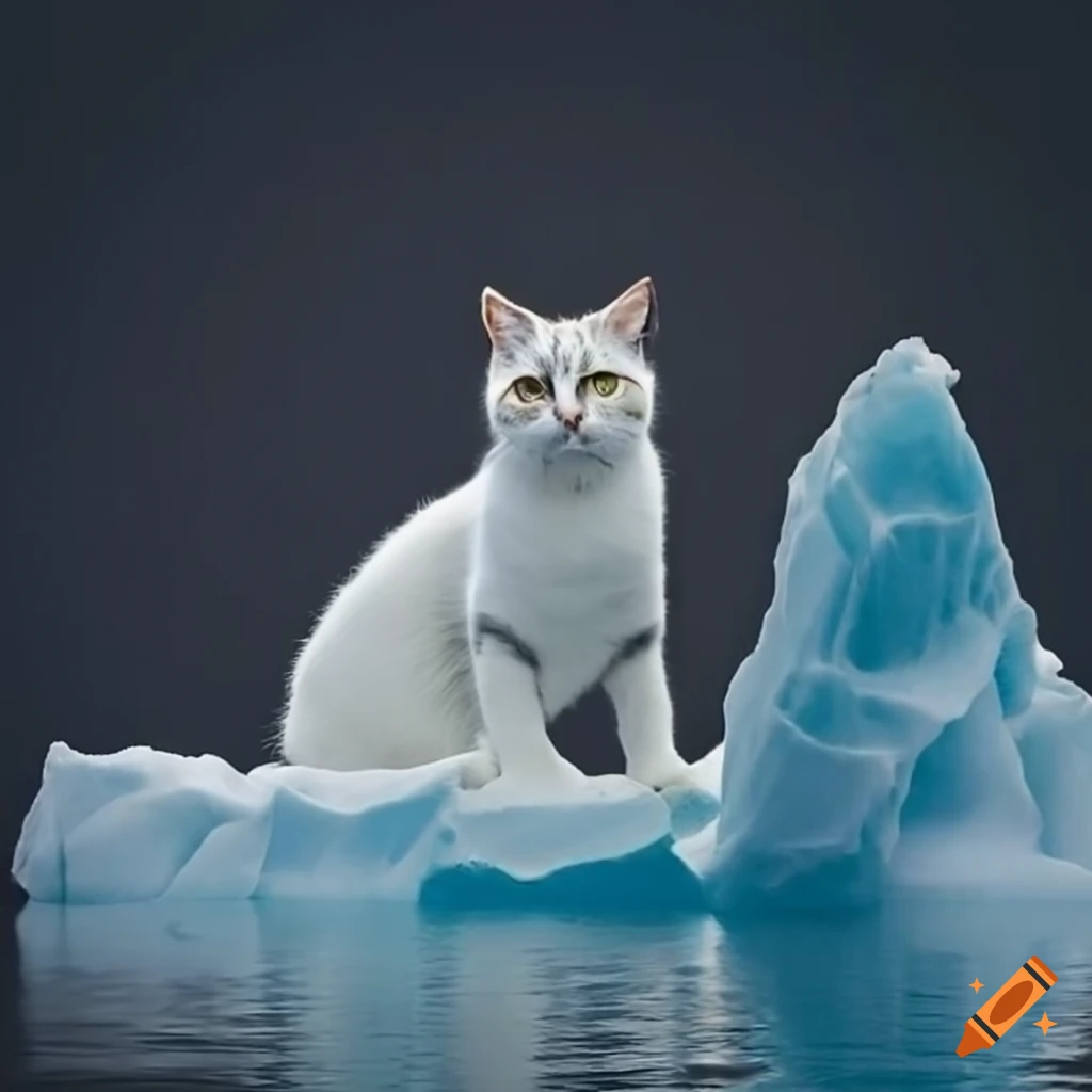 Cat sitting on an iceberg