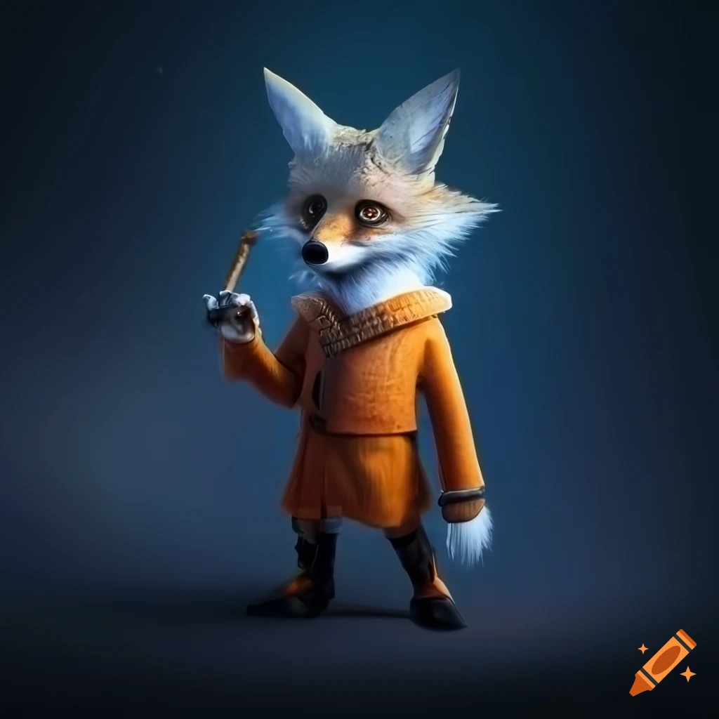 Photorealistic image of a wizard fox casting magic on Craiyon