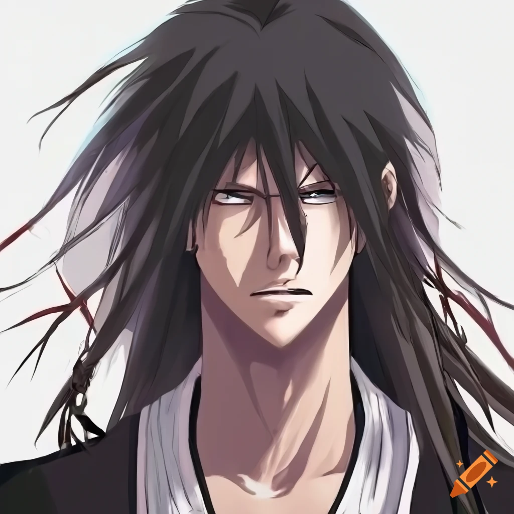 Anime male character from bleach with long hair on Craiyon