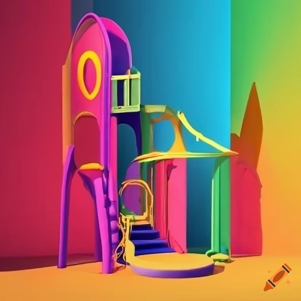 Colorful surrealistic playground on Craiyon