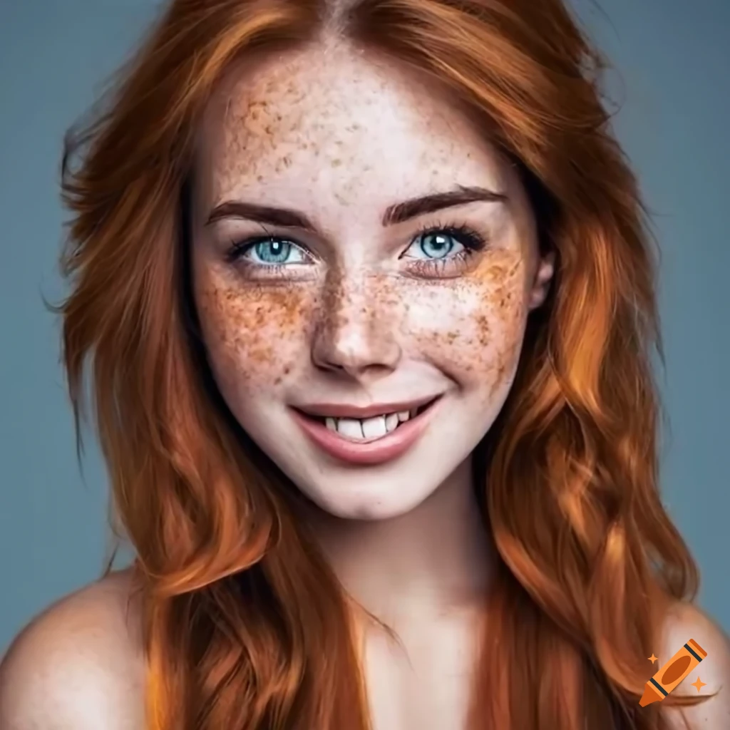 Portrait Of A Beautiful Smiling Woman With Freckles On Craiyon