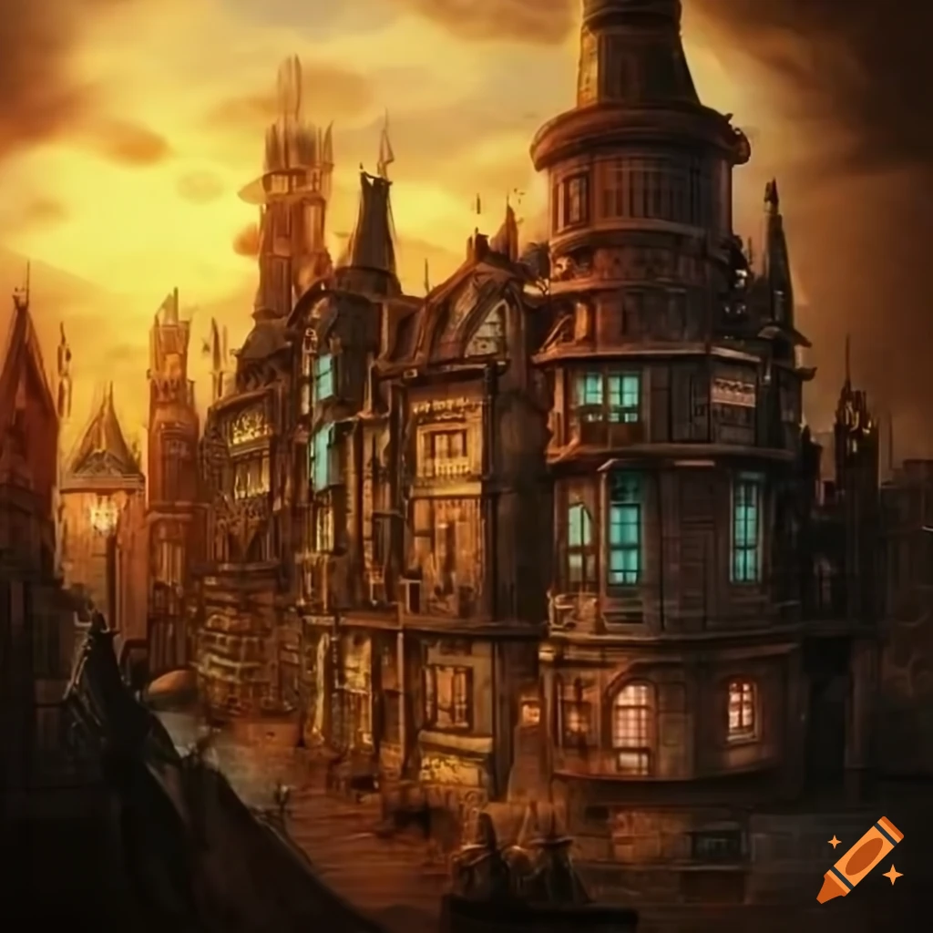 Image of a steampunk city