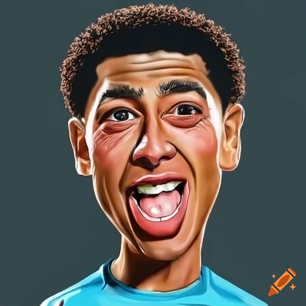 Caricature of Jude Bellingham in football gear on Craiyon