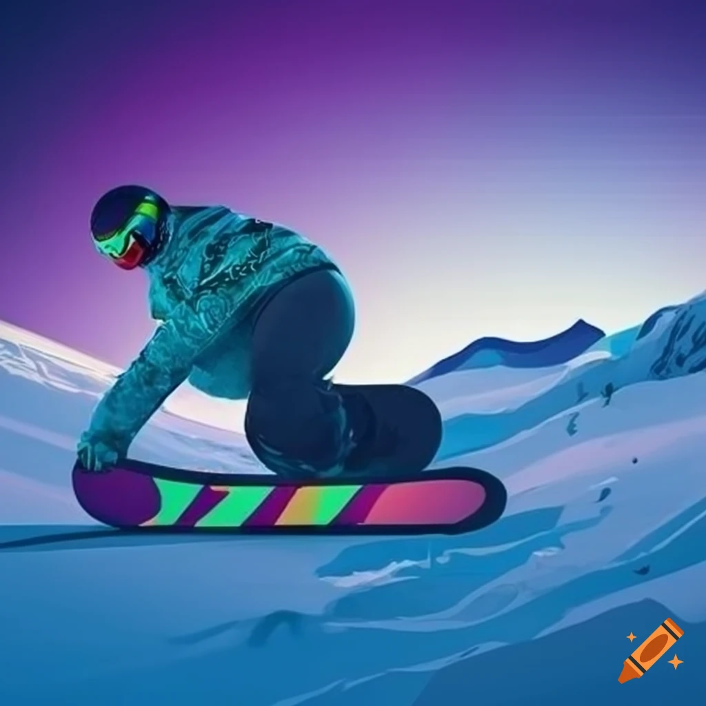 Neon-colored snowboard company logo with disco theme on Craiyon