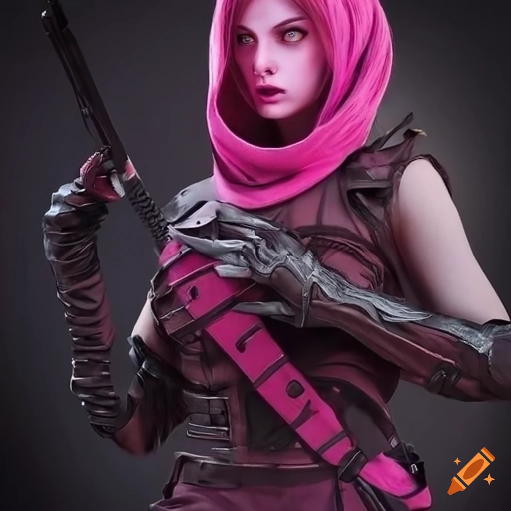 Impressive cosplay of a pink-skinned rogue character