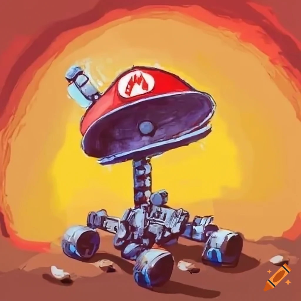 Mario depicted as a mars rover