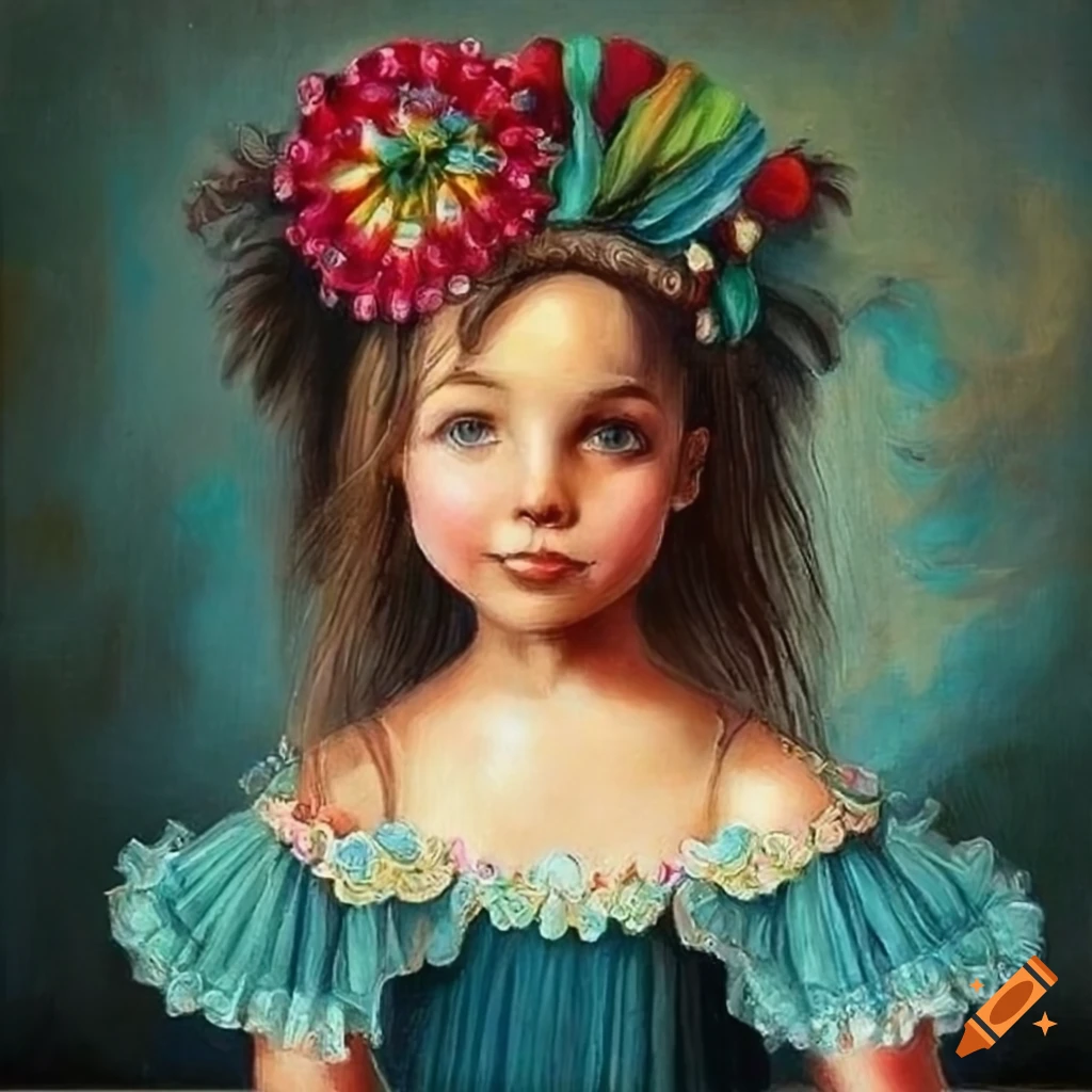 Portrait of cute and unique girls in a davinci oil painting on Craiyon