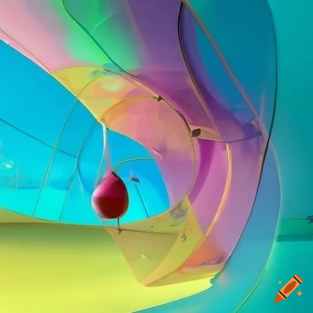 Surrealistic playground with colorful glass structures on Craiyon