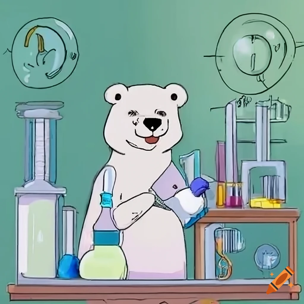 Image of a polar bear scientist in a lab