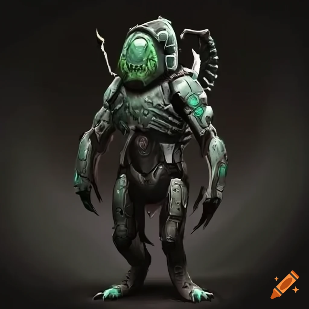 Image of a futuristic amphibian in space armor