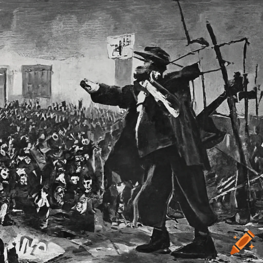 Image of ukrainian anarchist leader giving a speech on Craiyon