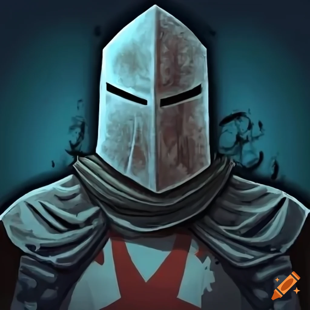 Artwork of a screaming templar in dark souls style on Craiyon