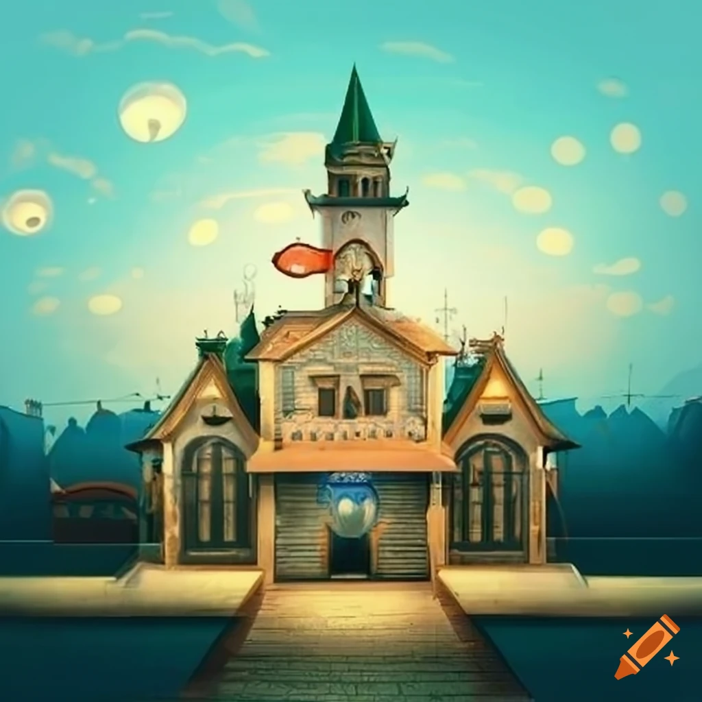 Direction sign in a fantasy train station on Craiyon