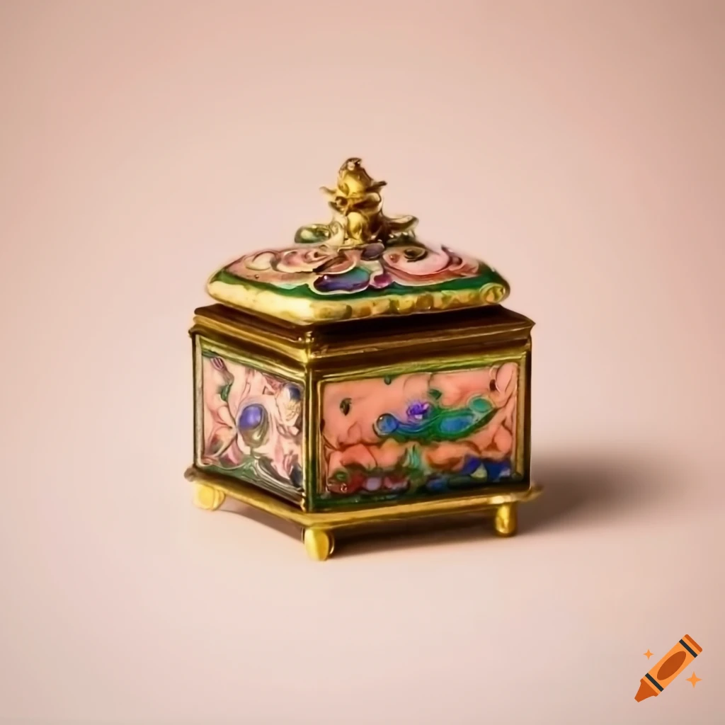 Detailed hand-painted cloisonné music box