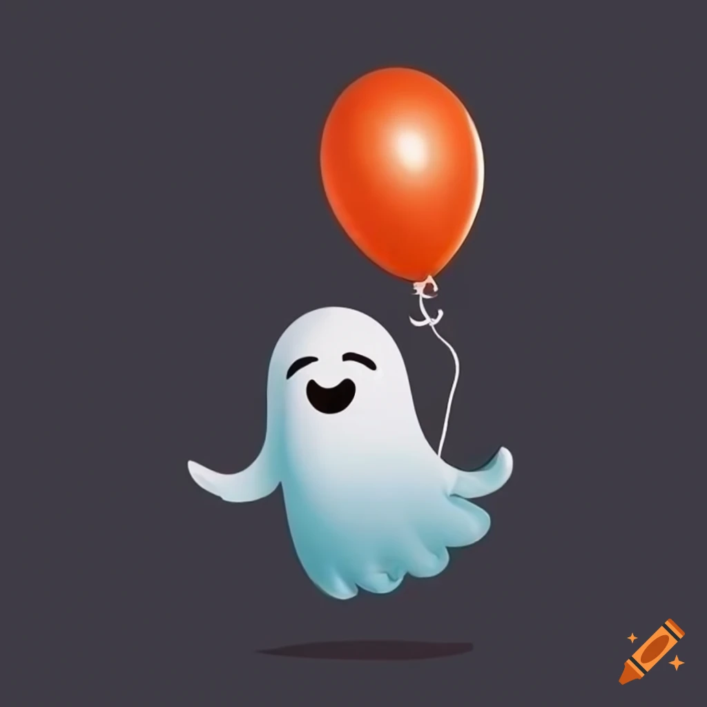 Happy ghost with balloon on Craiyon