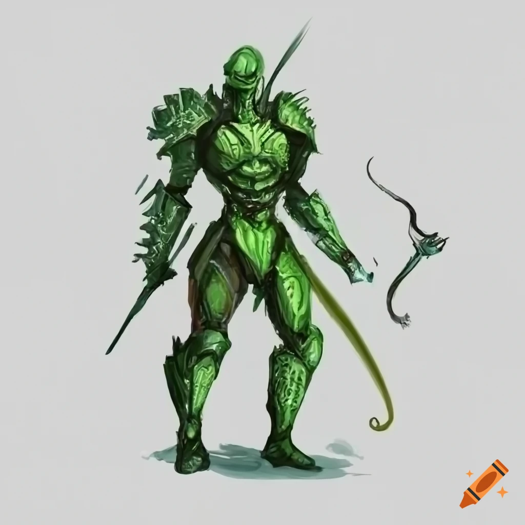 Green snake knight warrior on Craiyon
