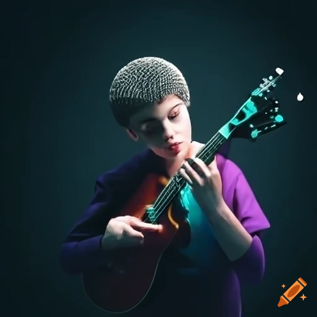 Music instruments and singer in space on Craiyon