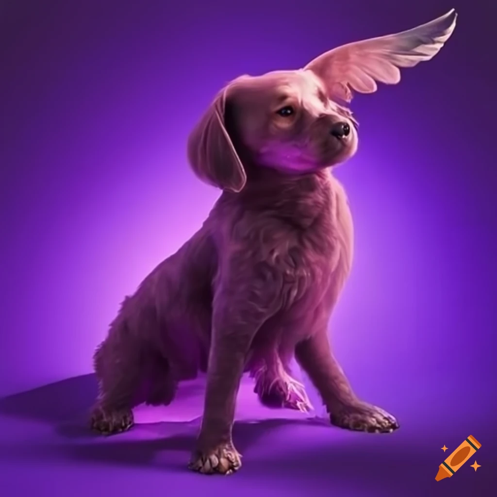 Illustration of a sparkling dog with wings
